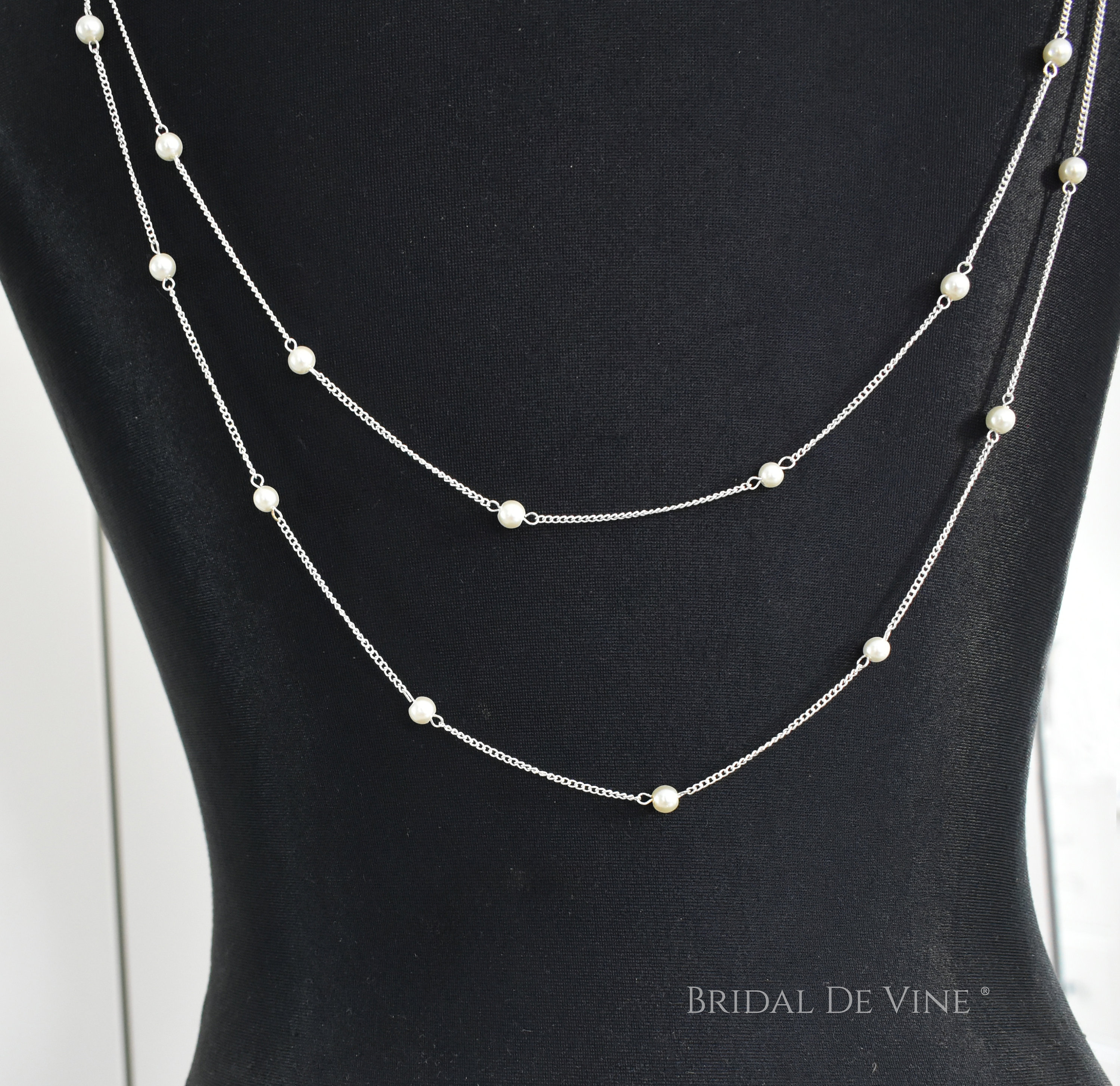 Bridal Back Jewellery Back Necklace Backdrop Pearl Crystals | Etsy