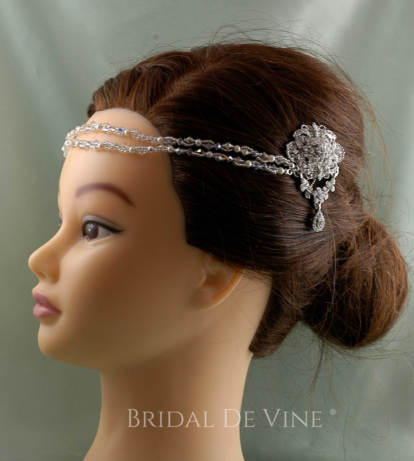 Bridal Hair Drape Double Hair Comb Bridal Forehead Band | Etsy