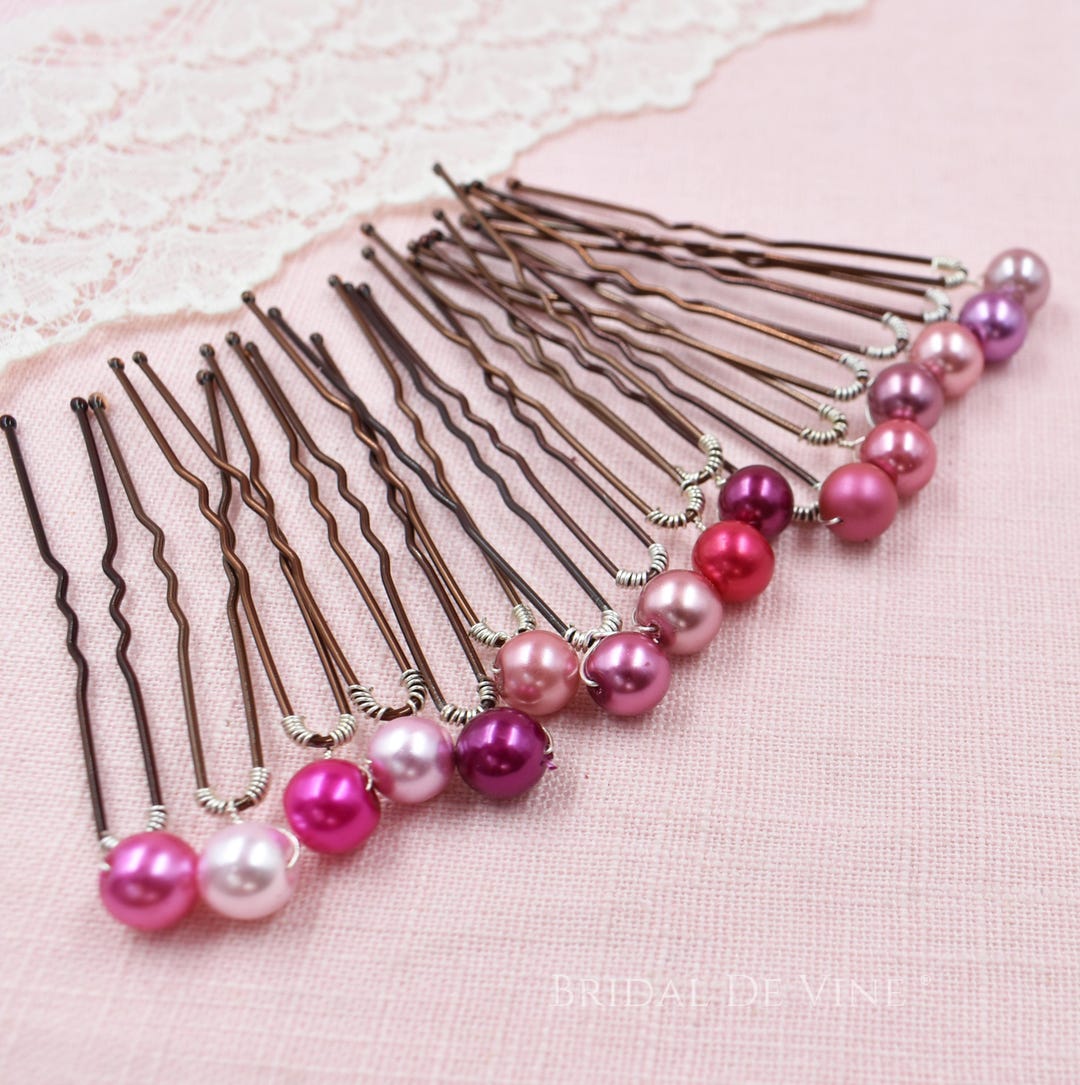 Pink Pearl Bridal Hair Pin: Wedding, Prom, Dance - Etsy