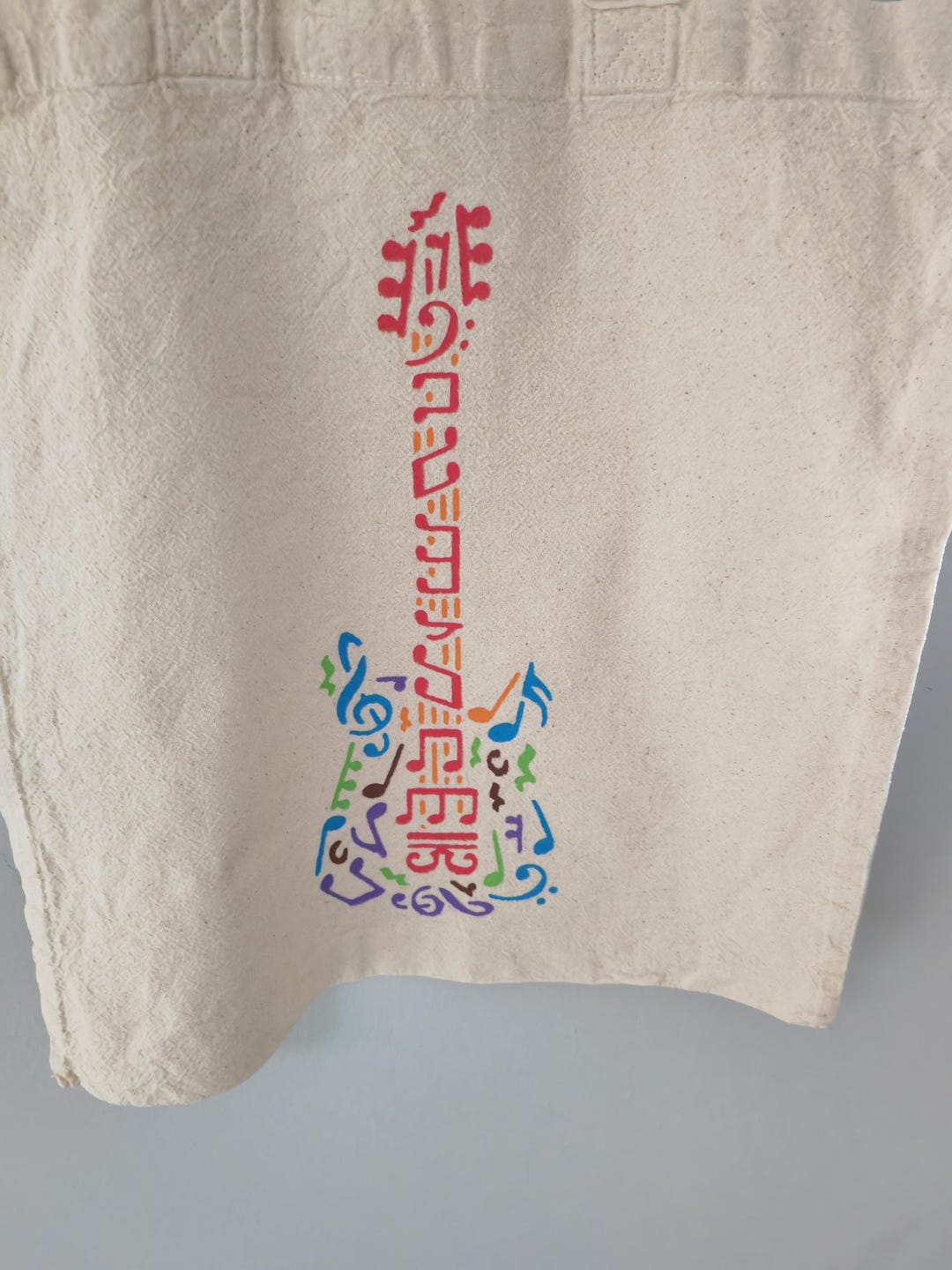 Hand Painted Musical Notes and Guitar Themed Design Tote Bags - Etsy