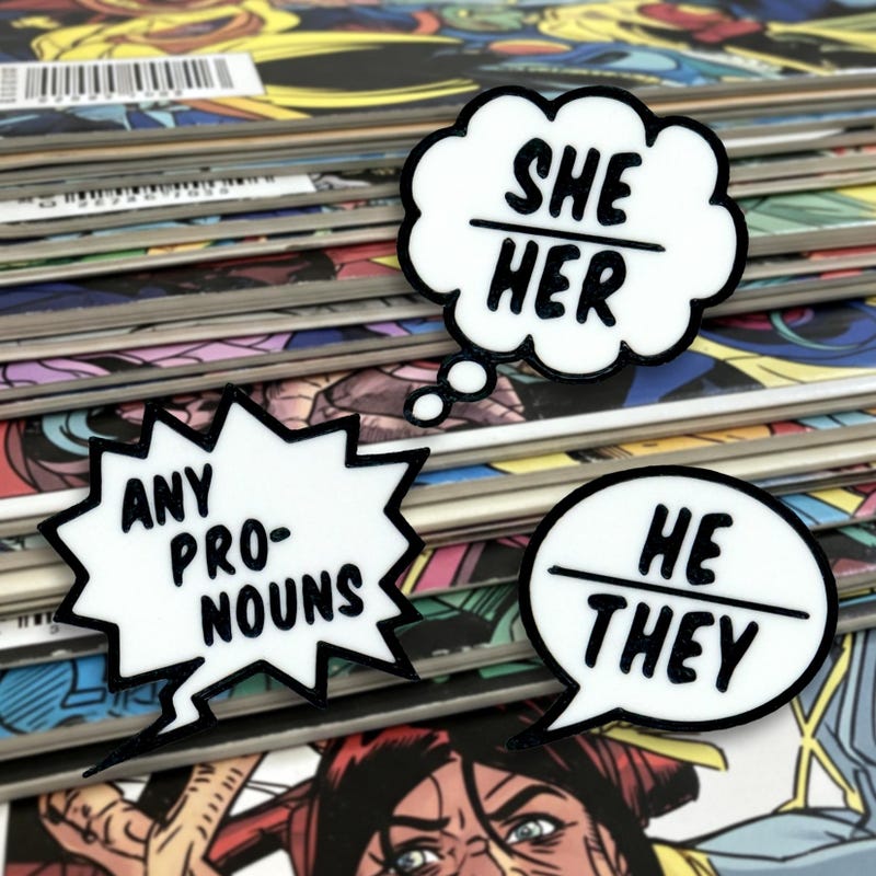 Comic Pronoun Pin - Etsy