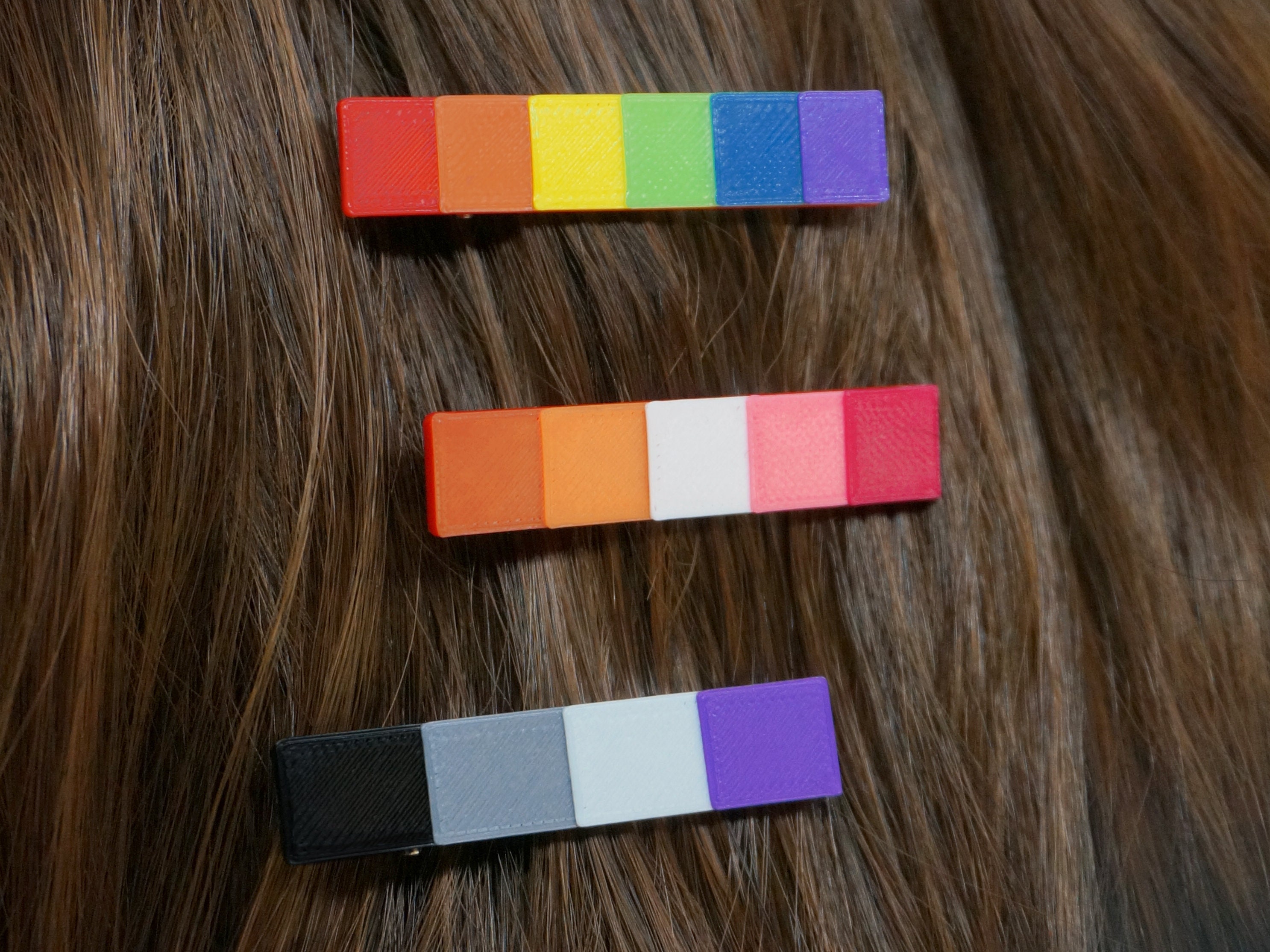 Pride Hair Clips - 3d Printed - LGBTQ, Gay, Lesbian, Bi, Pan, Trans ...