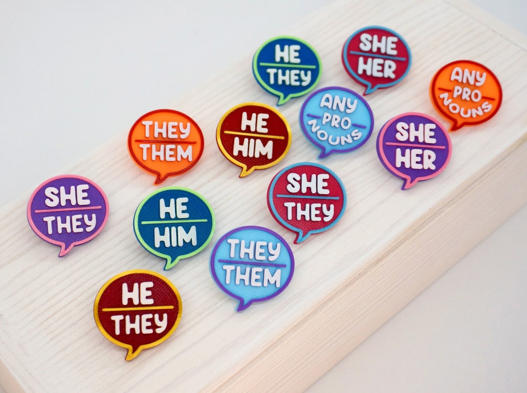 Pronouns Pins - She/her, He/him, They/them, Any Pronouns - 3D Printed ...