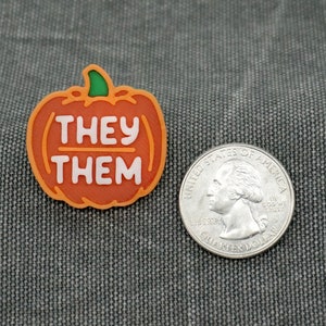 Pumpkin Pronouns Pins *GLOW in the DARK* She/her, He/him, They/them ...