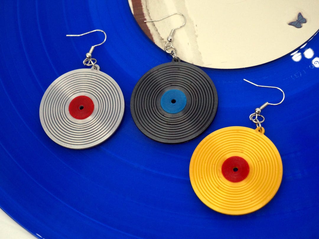 Record Earrings - 3D Printed - Vinyl, Music, Retro, 70s, 80s, 90s ...
