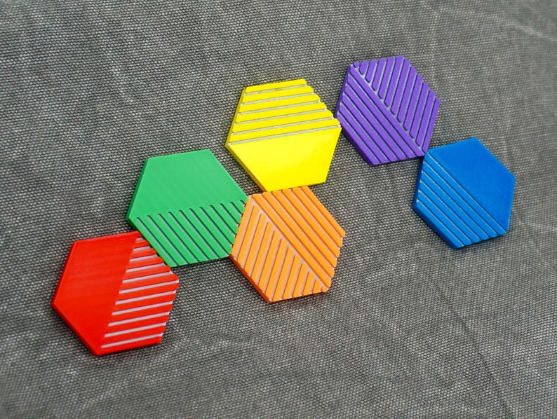 Rainbow Hex Fridge Magnets - 3D Printed - Set of 6 - Locker, Kitchen ...