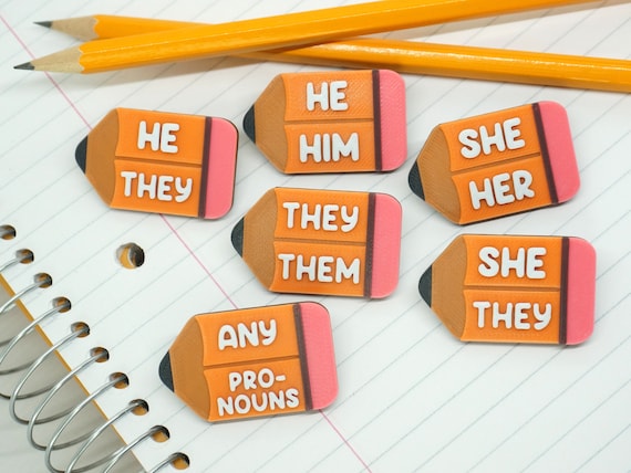 Pencil Pronouns Pins She/her He/him They/them Any 3D - Etsy