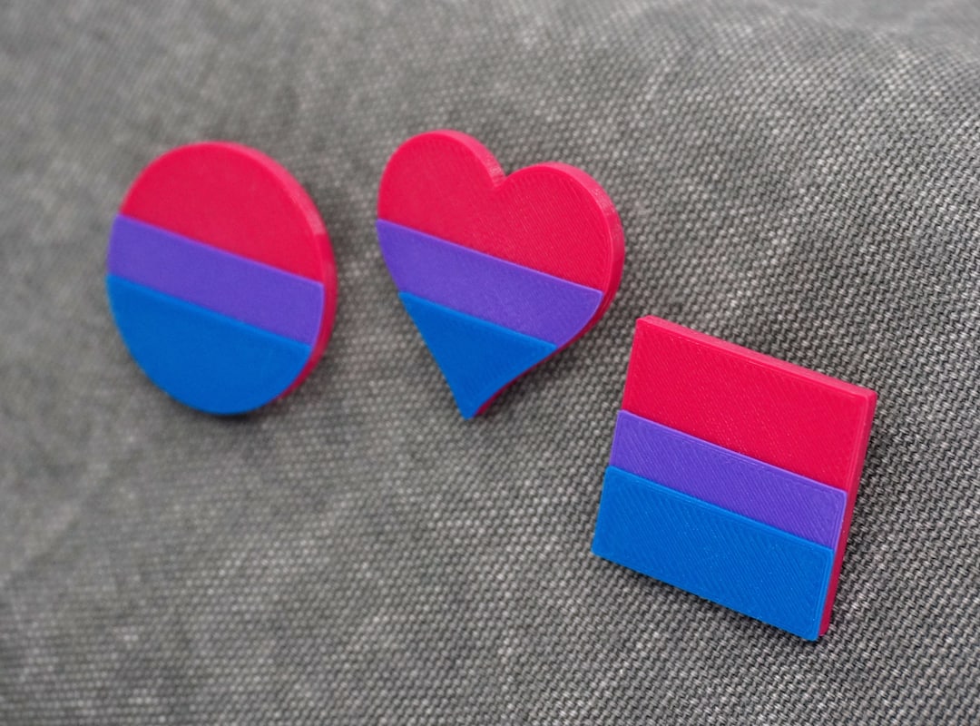 Bi Pride Pins - 3D Printed - LGBTQ, Love is Love, Proud AF, Heart ...