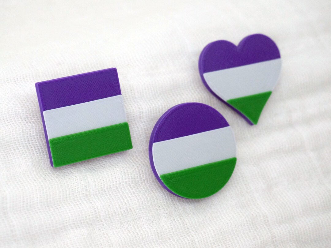 Genderqueer Pride Pins 3D Printed LGBTQ, Heart, Circle, Square Flag ...