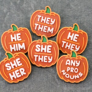 Pumpkin Pronouns Pins *GLOW in the DARK* She/her, He/him, They/them ...
