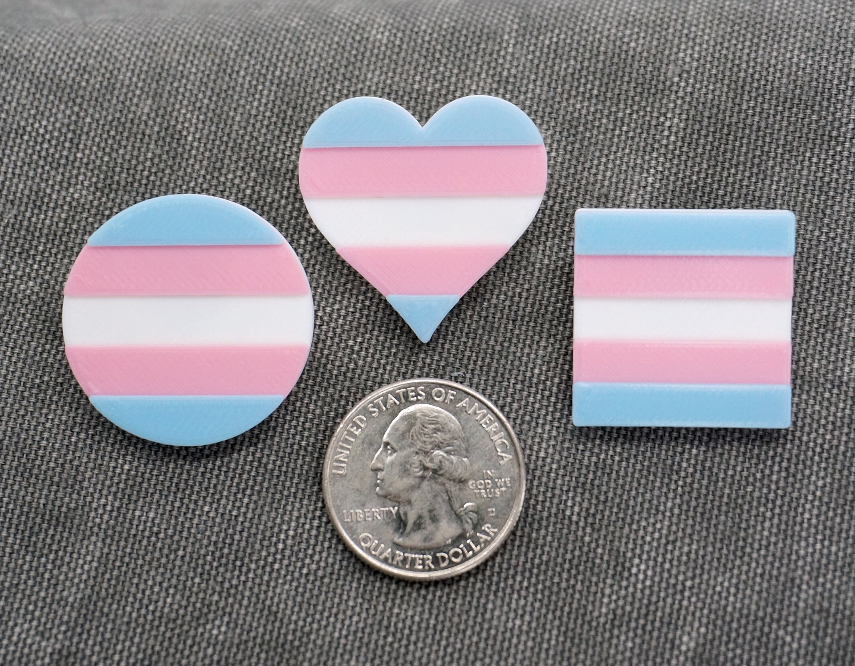Trans Pride Pins - 3D Printed - LGBTQ, Transgender, Circle, Heart ...