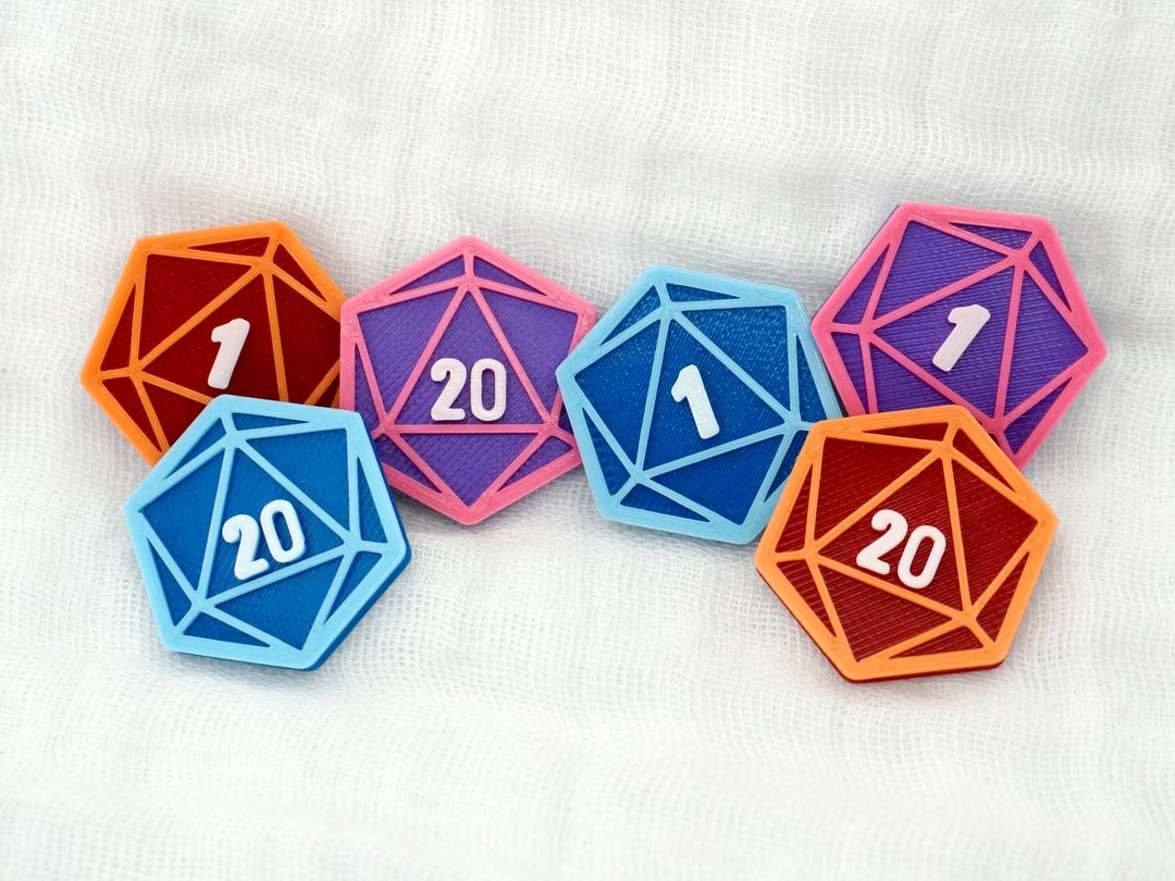 D20 Pins - 3D Printed - Purple, Blue, Red, TTG, RPG, DND, Dice - Etsy