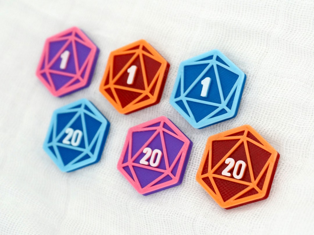 D20 Magnetic Mask Charm Accessory 3D Printed DND, D&D, Dice, RPG, TTG ...