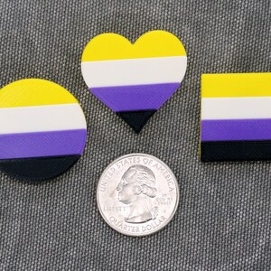Non-binary Pride Pins 3D Printed LGBTQ, Proud AF, Heart, Circle, Square ...