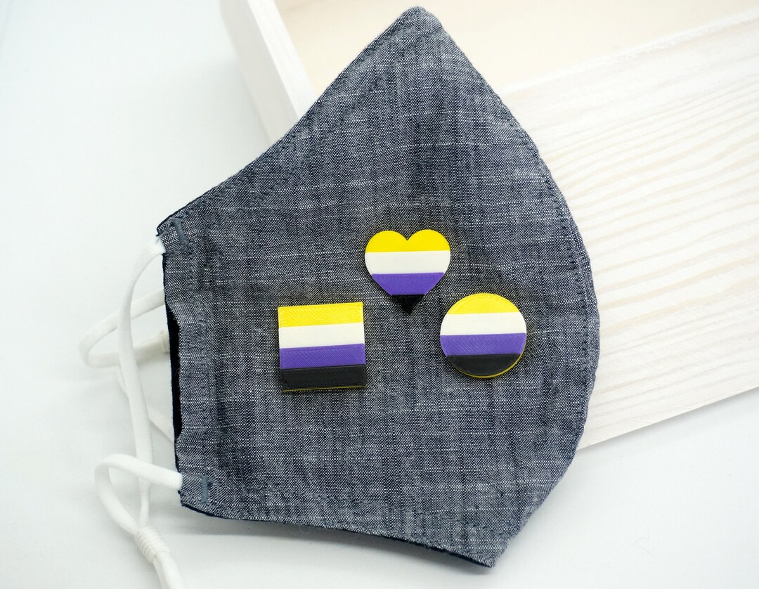 Non-binary Magnetic Mask Charm Accessory 3D Printed LGBTQ Pride, Proud ...