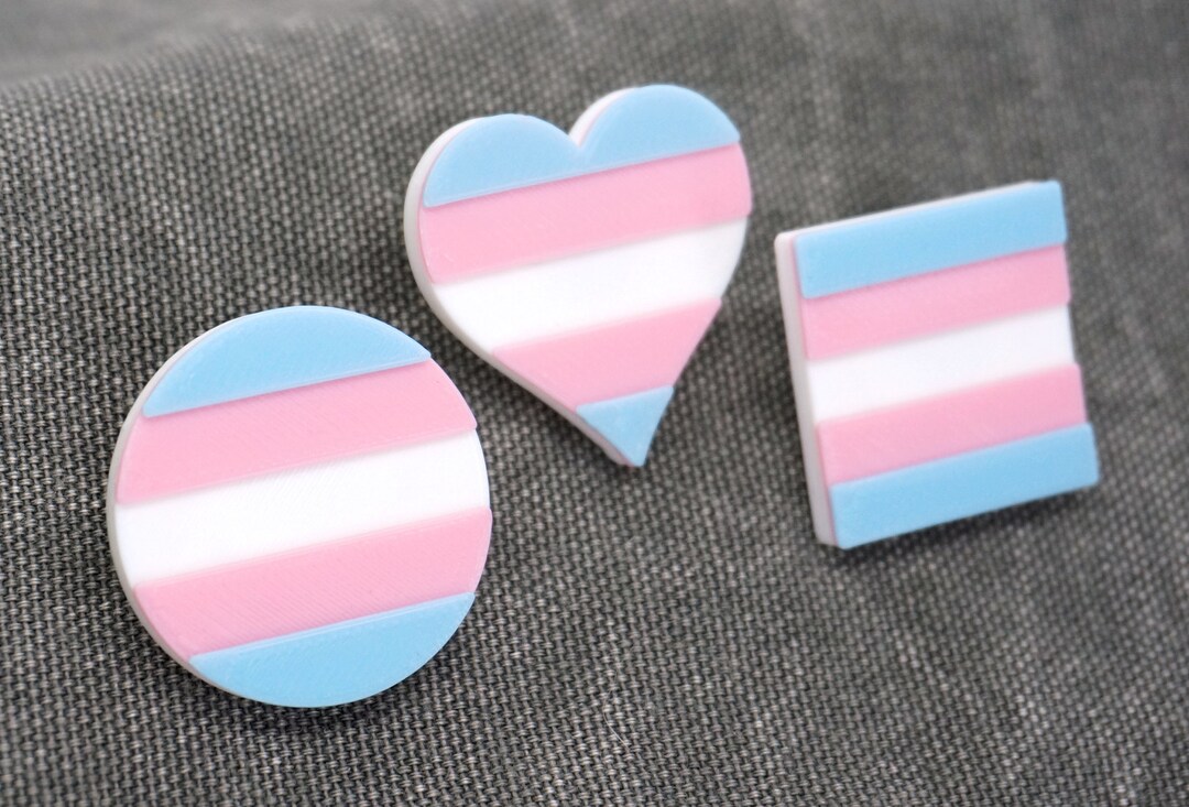 Trans Pride Pins - 3D Printed - LGBTQ, Transgender, Circle, Heart ...