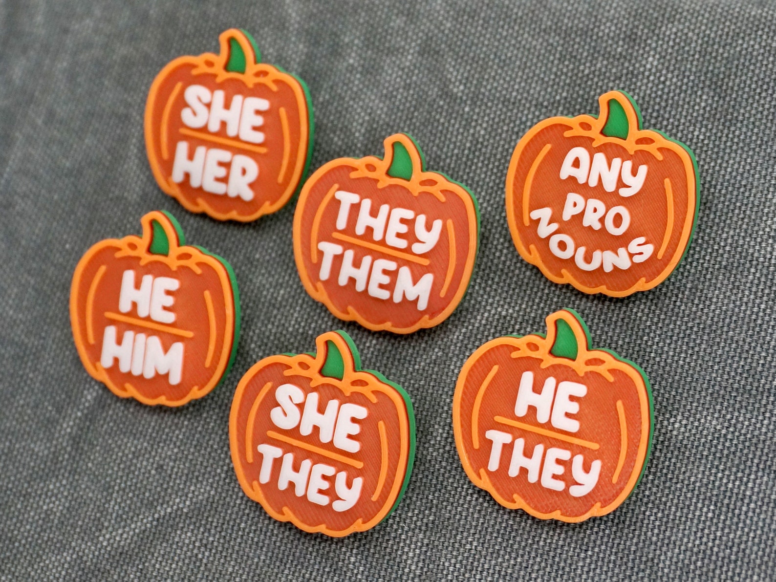 Pumpkin Pronouns Pins GLOW in the DARK She/her He/him - Etsy