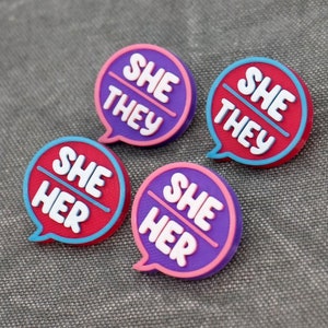 Pronouns Pins - She/her, He/him, They/them, Any Pronouns - 3D Printed ...