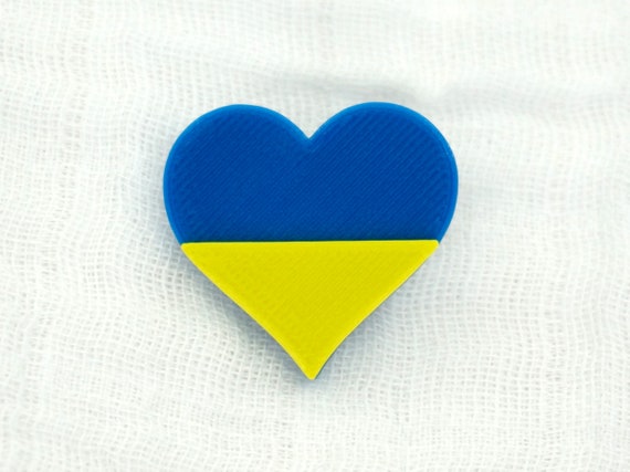 Stand With Ukraine Heart Pin 3D Printed Support Ukraine - Etsy