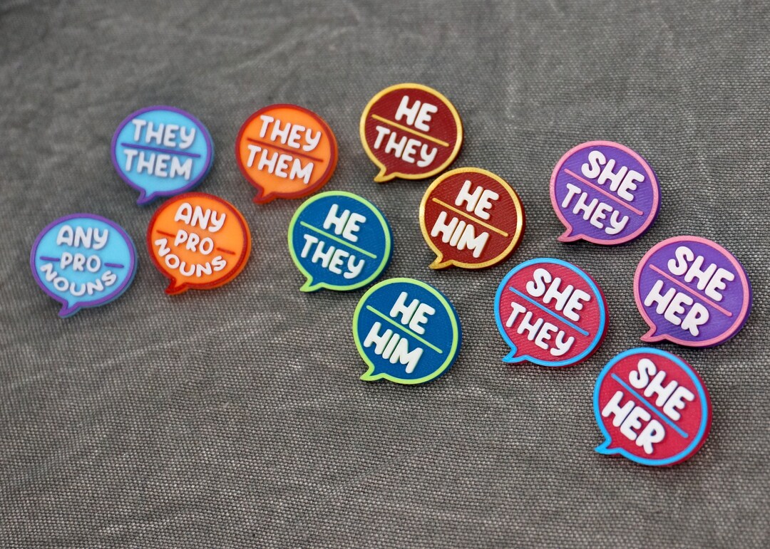 Multipack Pronouns Pins - She/her, He/him, They/them, Any Pronouns - 3D ...
