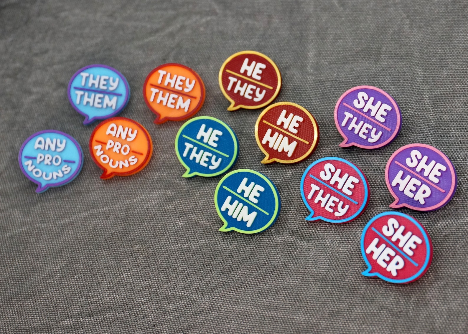 Pronouns Pins She/her, He/him, They/them, Any Pronouns 3D Printed ...