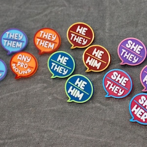 Pronouns Pins - She/her, He/him, They/them, Any Pronouns - 3D Printed ...
