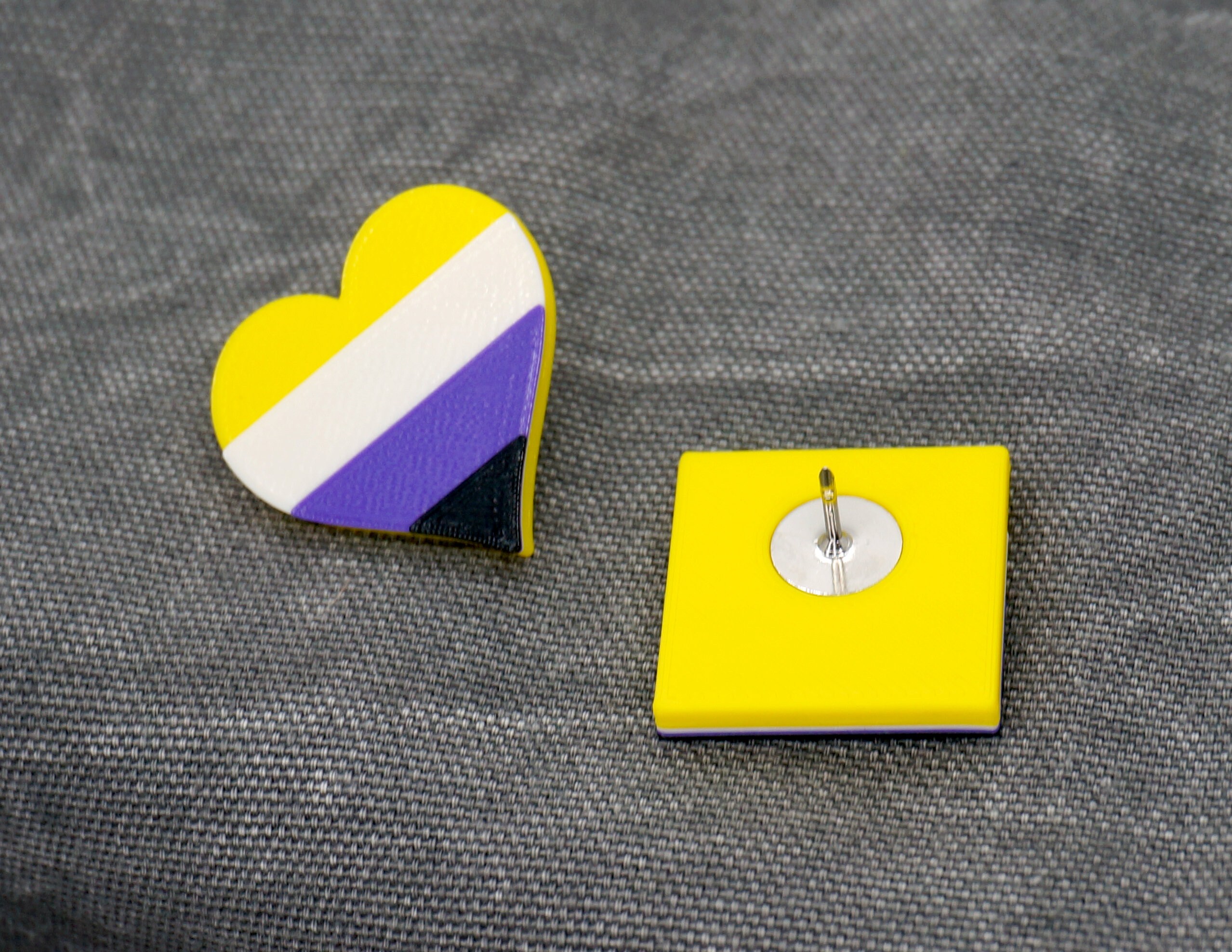 Non-binary Pride Pins 3D printed LGBTQ Proud AF Heart | Etsy