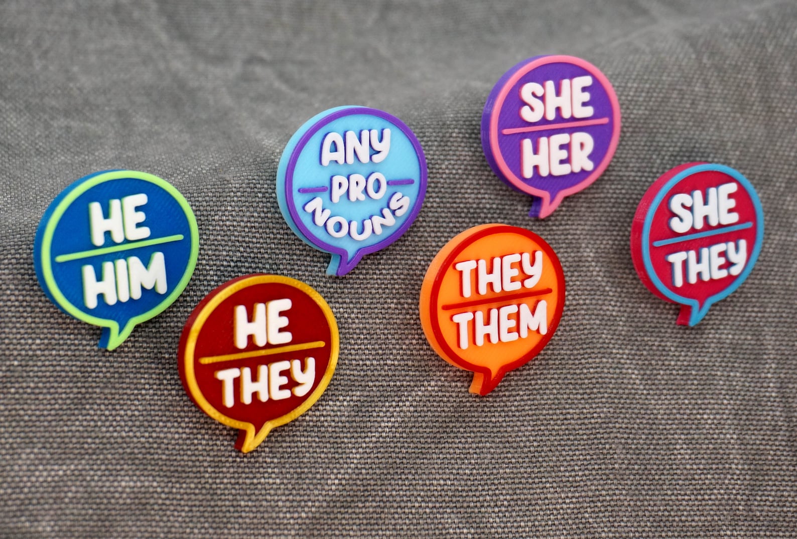 Pronouns Pins She/her, He/him, They/them, Any Pronouns 3D Printed ...