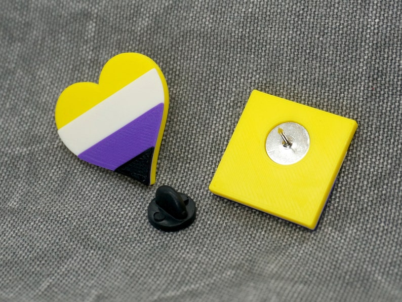 Non-binary Pride Pins 3D Printed LGBTQ Proud AF Heart - Etsy