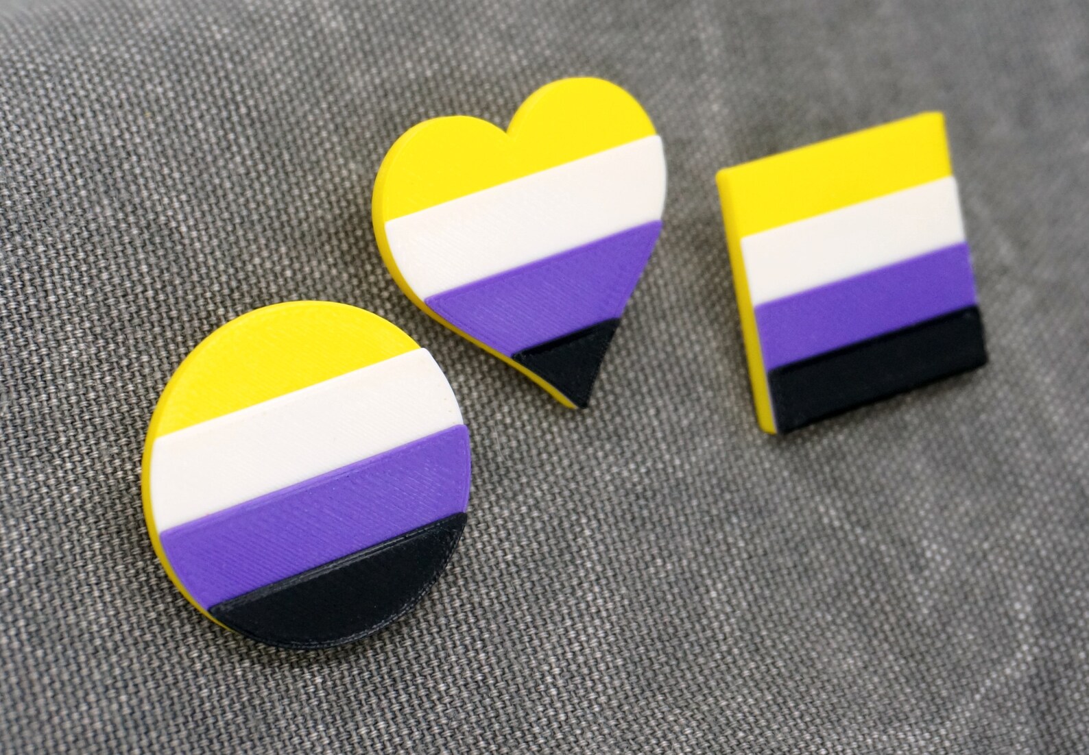 Non-binary Pride Pins 3D Printed LGBTQ Proud AF Heart | Etsy