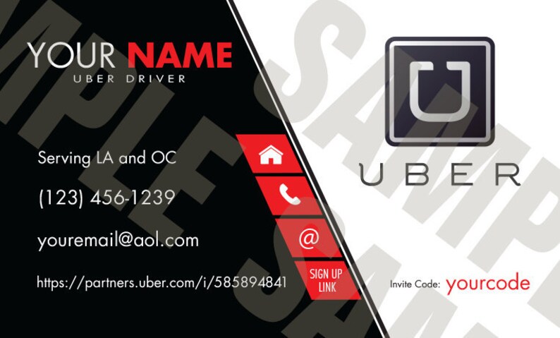 Uber Driver Business Cards 16pt UV Coated Gloss on the - Etsy