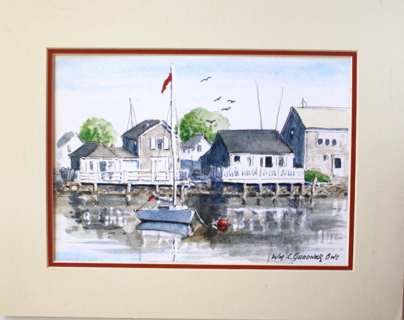 Nantucket Water Scene Watercolor Print Art Seascape Boat Sailing - Etsy