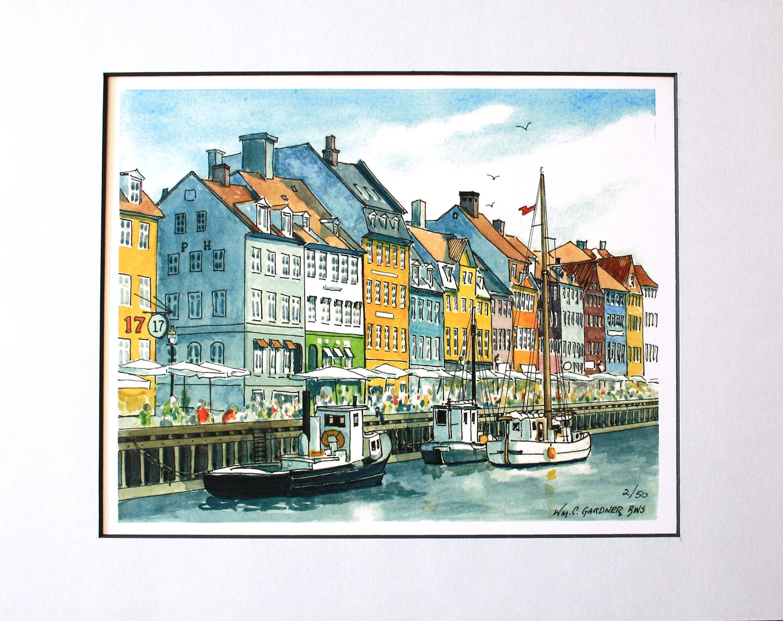 Copenhagen, Denmark Nyhavn Canal Watercolor Art Landscape Boats - Etsy