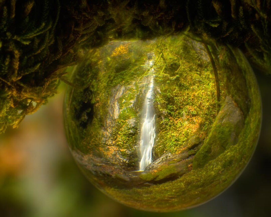 Waterfall in Glass Ball: 8x10 Nature Photography Image. - Etsy
