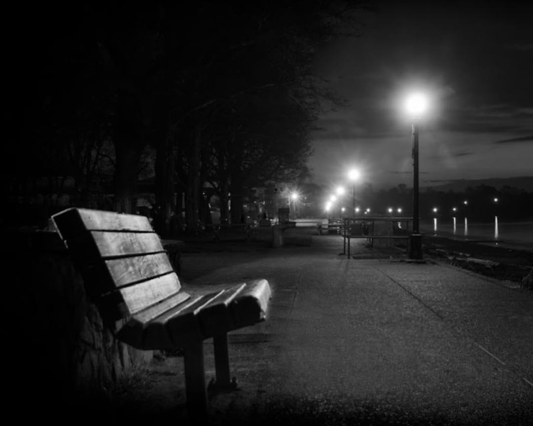 Street Bench At Night