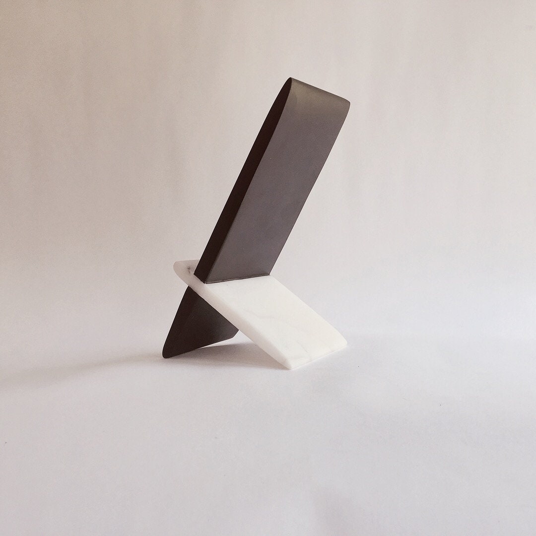 Minimalist Phone Stand White Marble Contemporary Bookends - Etsy