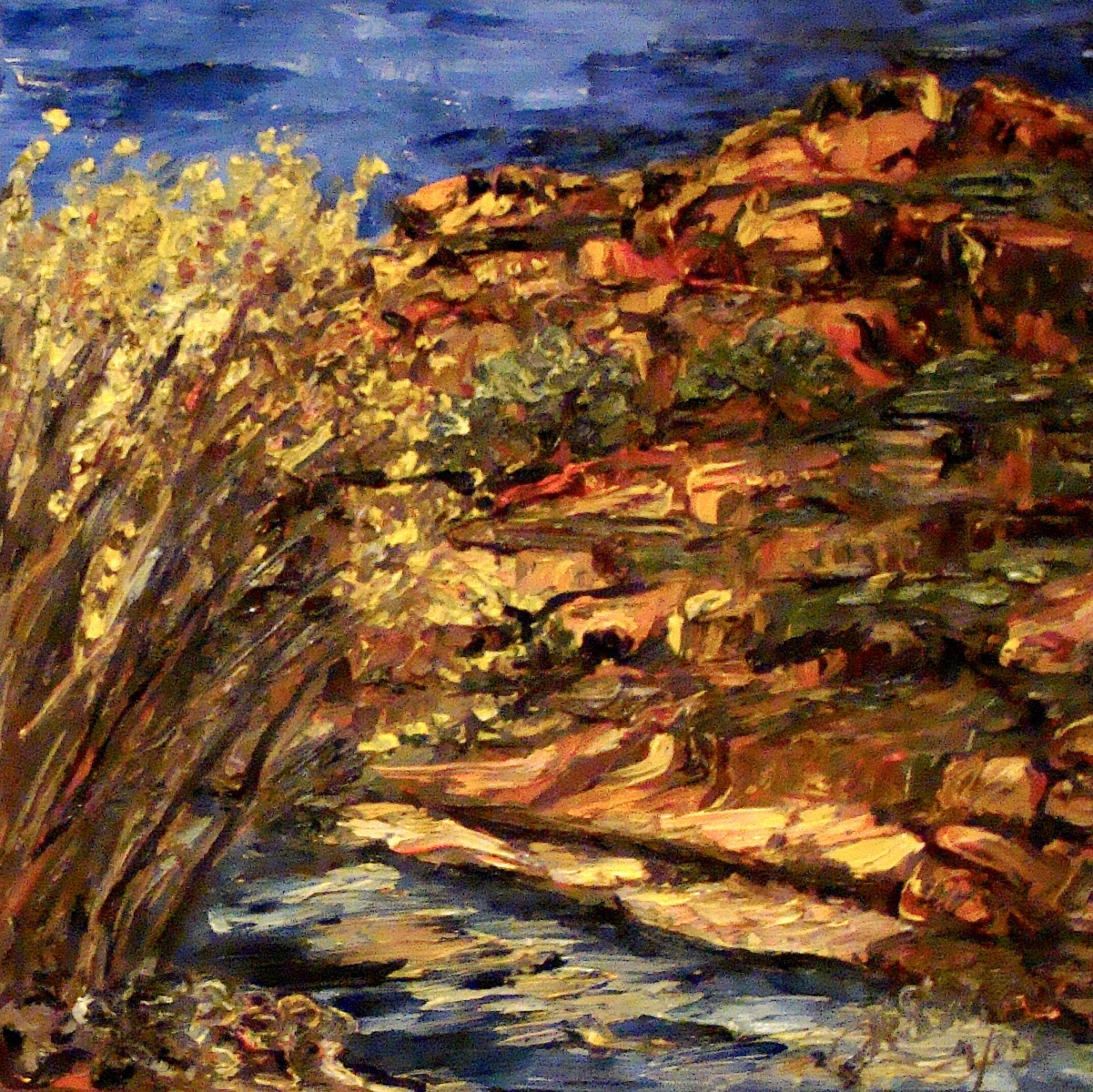 Water Rushing Through Dry Stream Beds, 24" x 24", oil on canvas — NS ...