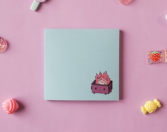 Green Dumpster Fire Sticky Notes Yellow Background Cute Pastel ...