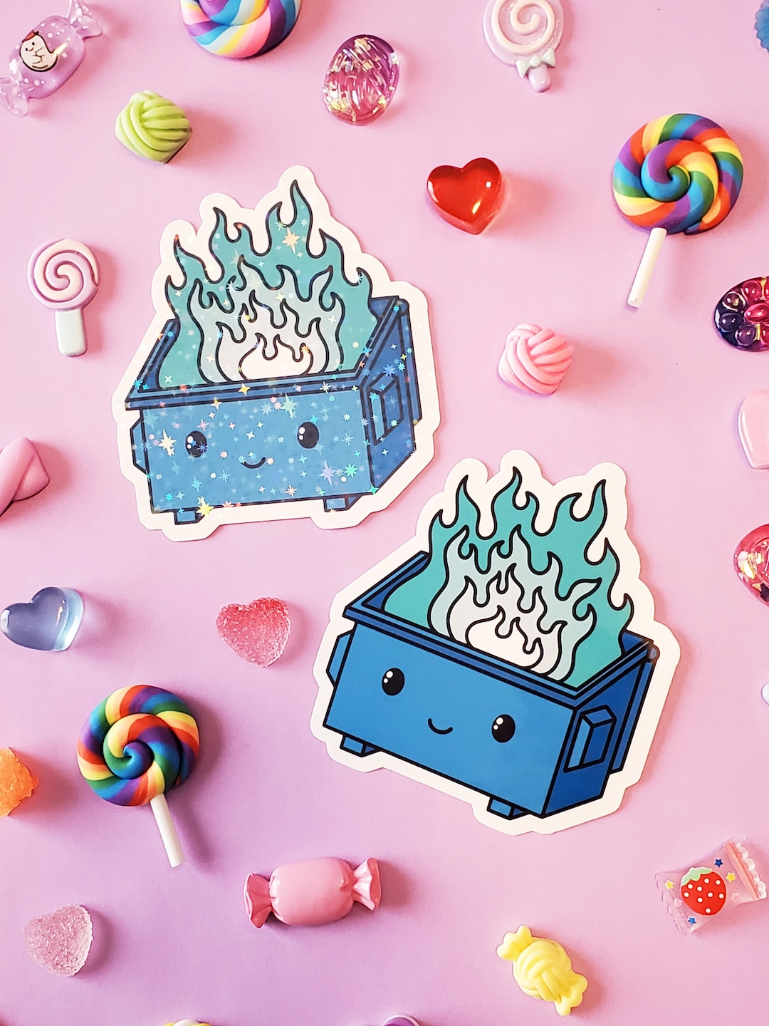 Dumpster Fire Sticker | Blue Edition Dumpster Fire | Funny Cute Face ...