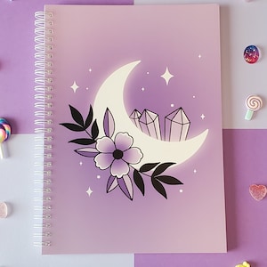 XL Sticker Book | Purple Floral Moon Sticker Collection LARGE Notebook ...