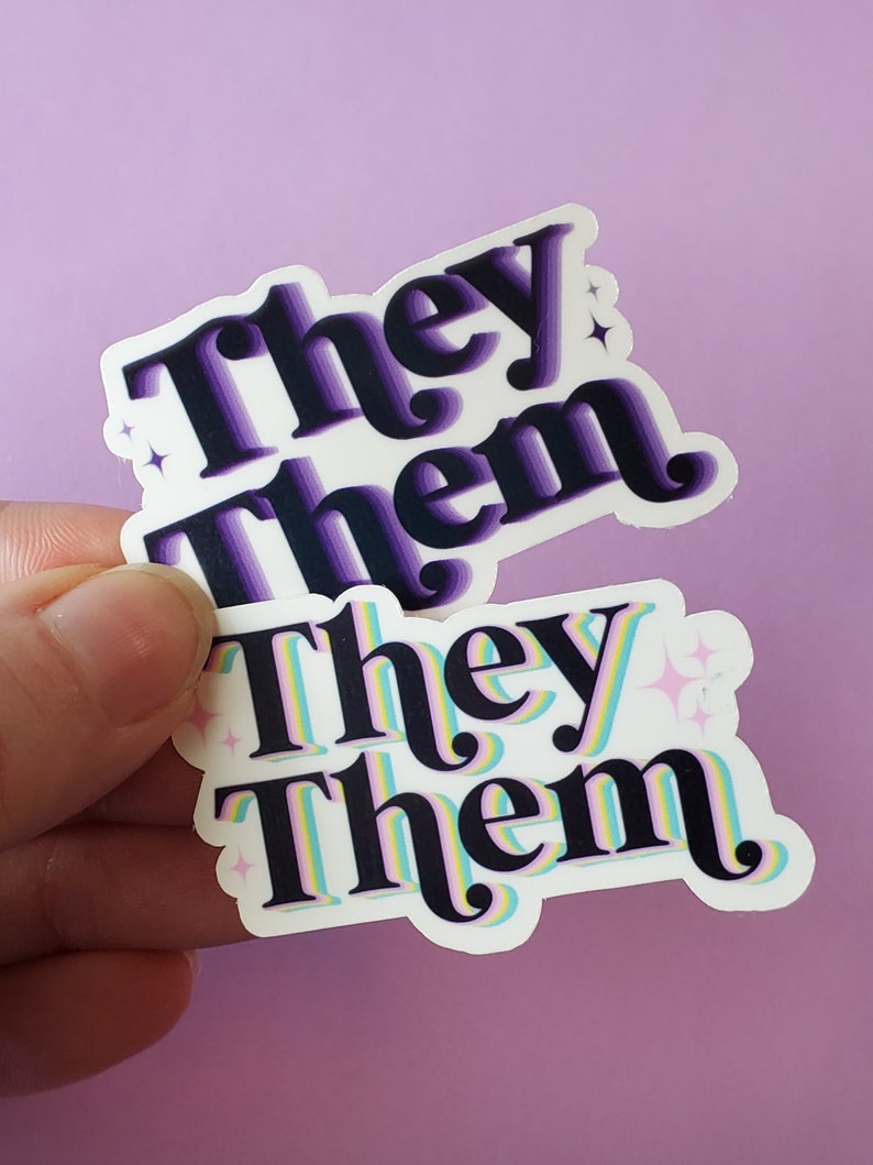 Cute Pronoun Text Stickers | Rainbow and Purple Gradient Pronouns - Etsy