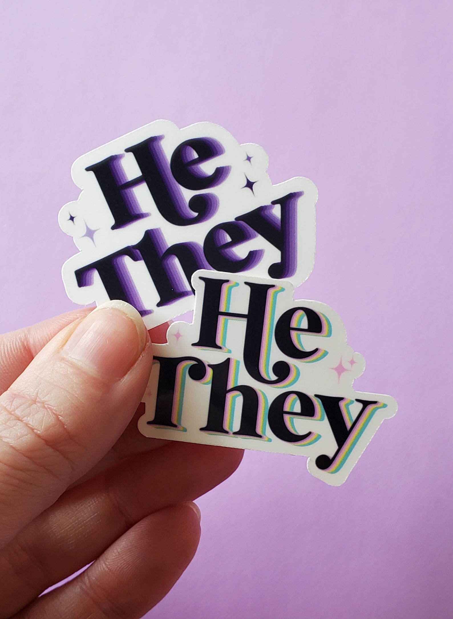 Cute Pronoun Text Stickers | Rainbow and Purple Gradient Pronouns - Etsy