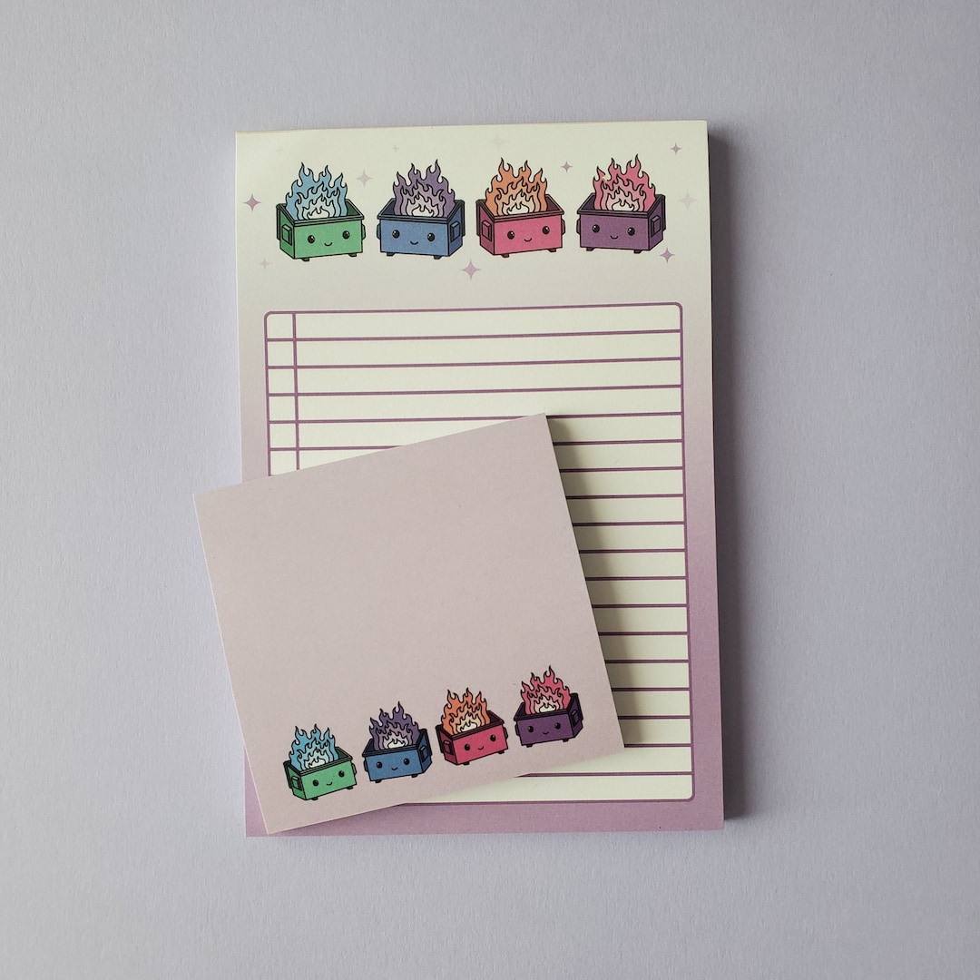 Dumpster Fire Stationery Set Notepad and Sticky Note Set - Etsy