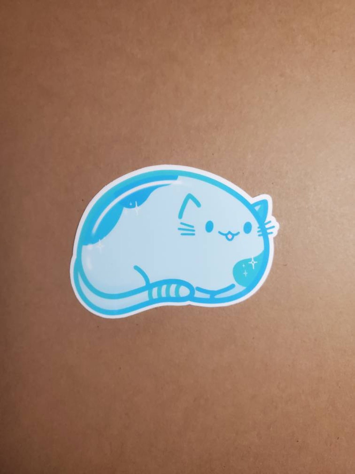 Jellybean Cat Sticker Blue Kawaii Sparkly Cat Sticker | Etsy
