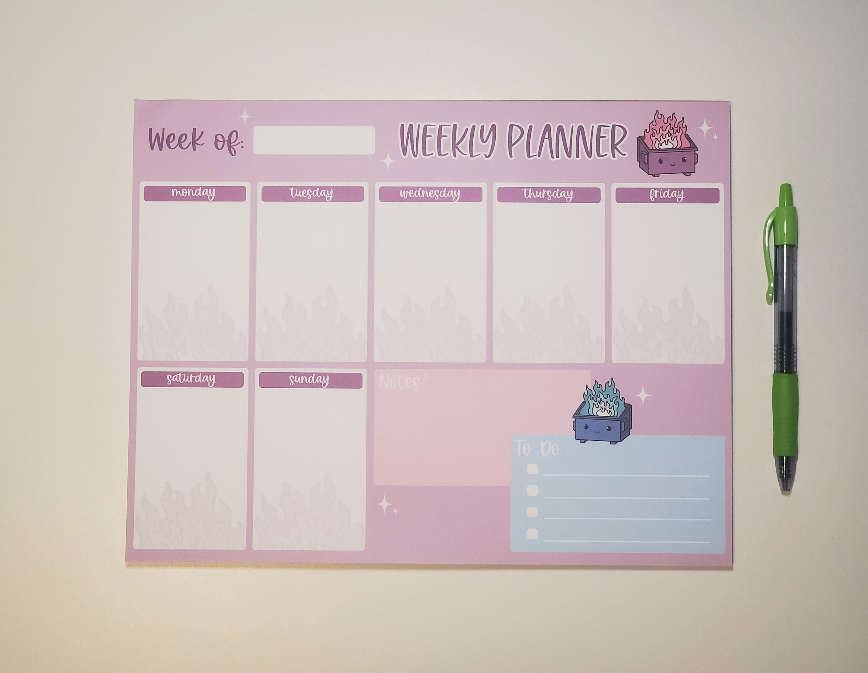 Dumpster Fire Weekly Planner Notepad