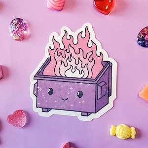 Dumpster Fire Sticker Purple Edition Dumpster Fire Funny Cute Face ...