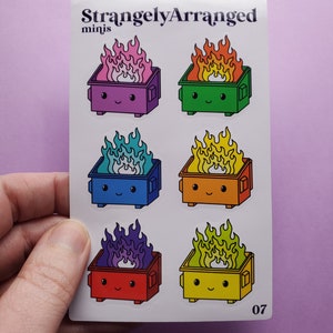 Mini Sticker Set 07 | Dumpster Fire Rainbow Sticker Sheet Minis | Tiny ...