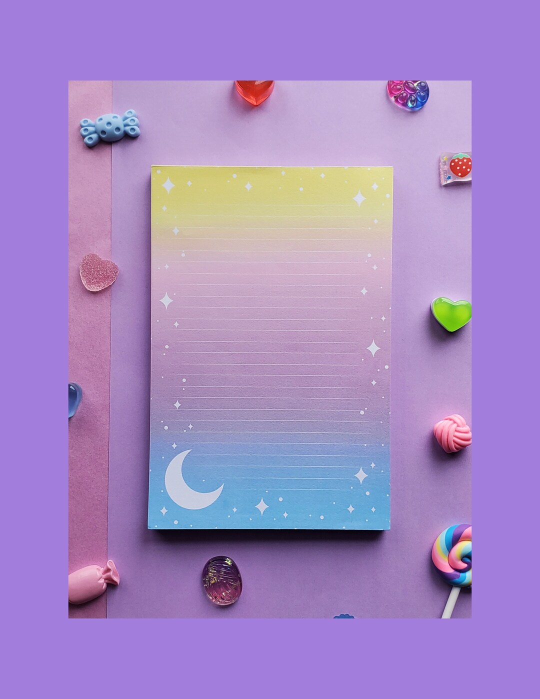 Cute Pastel Stars and Moon Lined Notepad | Celestial Stationery - Etsy