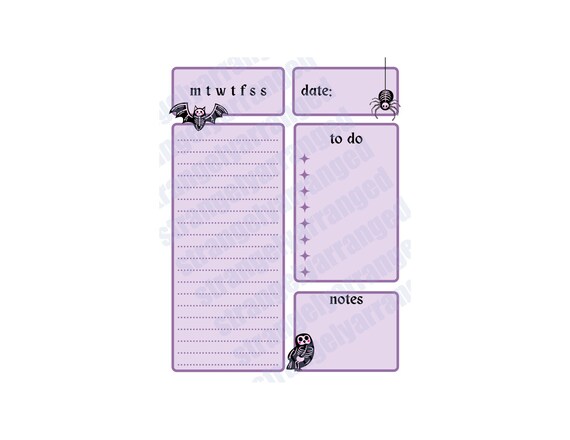 Cute & Spooky Printable Daily Planner Sheet Letter Sized | Etsy