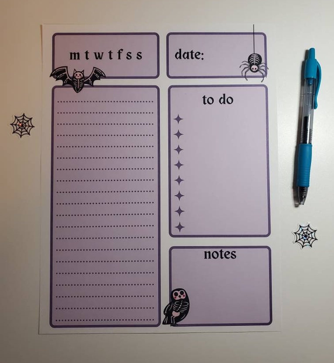 Cute & Spooky Printable Daily Planner Sheet Letter Sized - Etsy